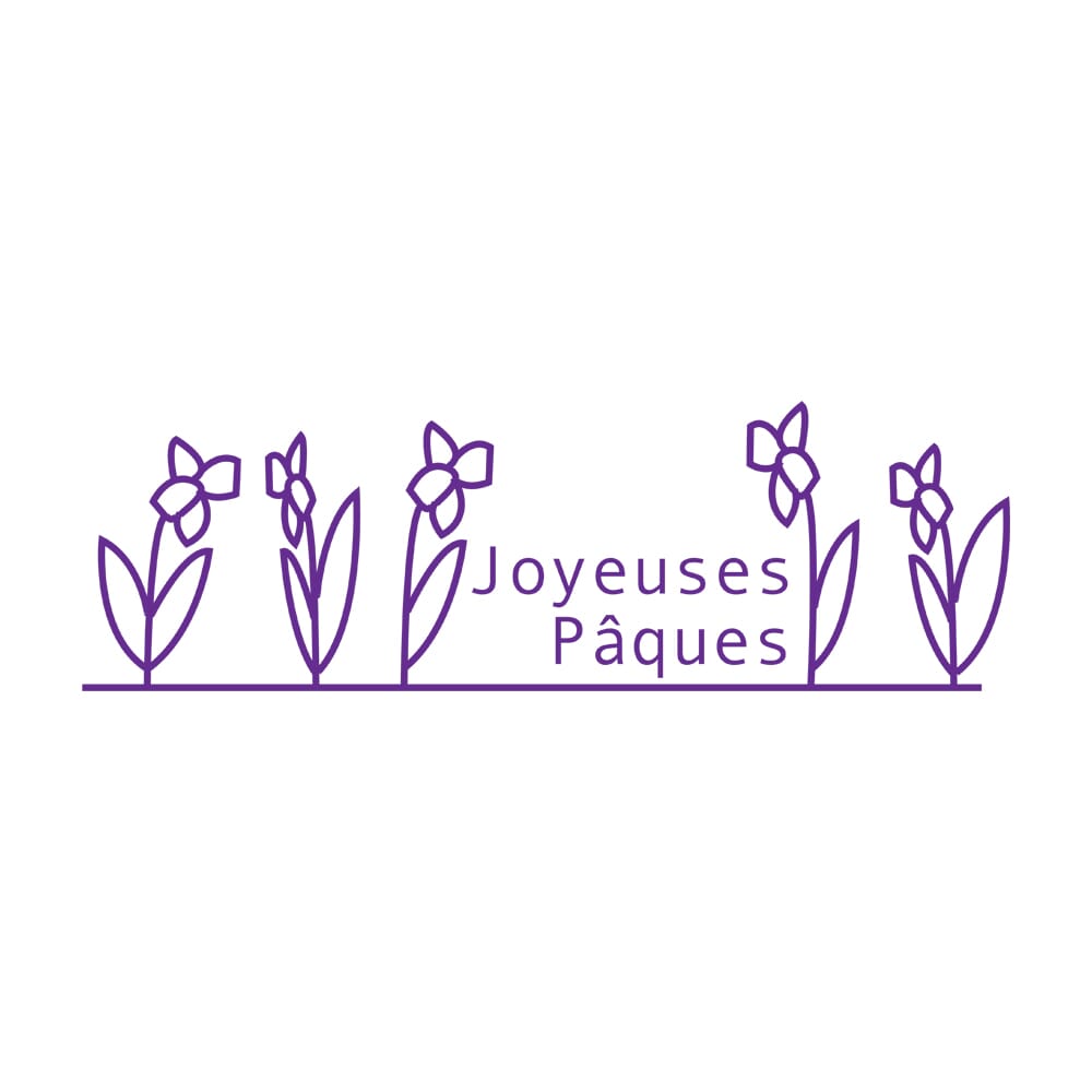 Tampon "Joyeuses Pâques - Fleurs" en bois - tampons-bureau.fr